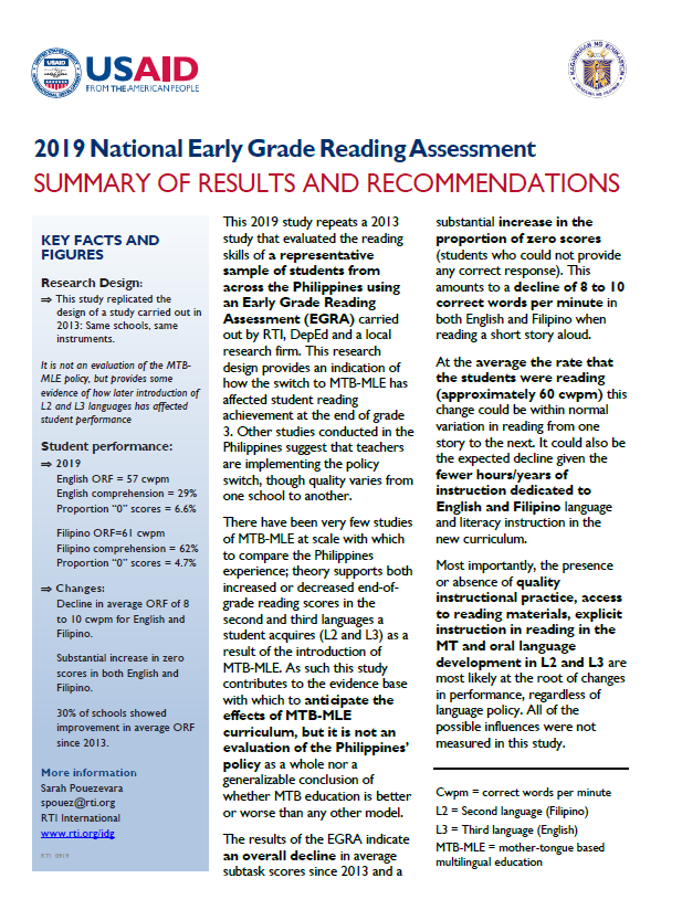 Early Grade Reading Assessment (EGRA) | SharEd